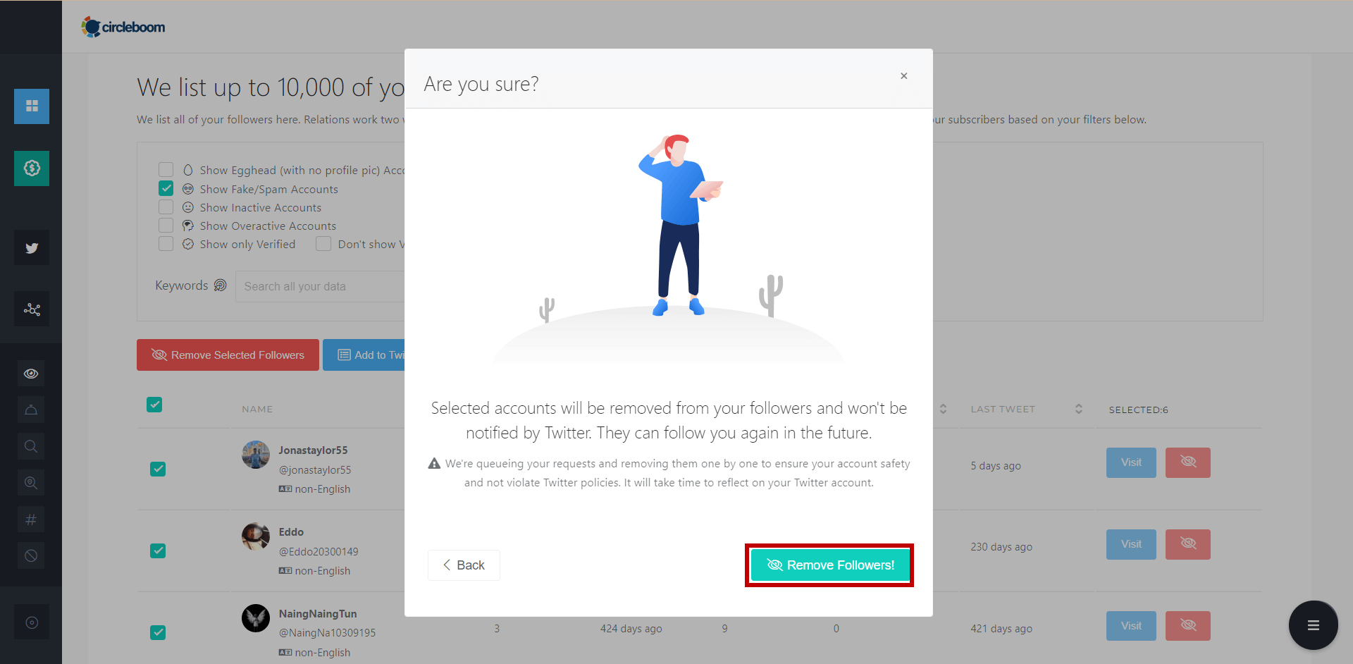 How to remove fake Twitter accounts with Circleboom! Check your Twitter ...