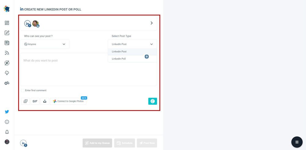 Schedule your first comments on LinkedIn with Circleboom Publish