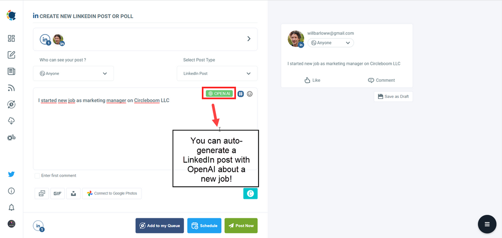 How to make a LinkedIn post about a new job!
