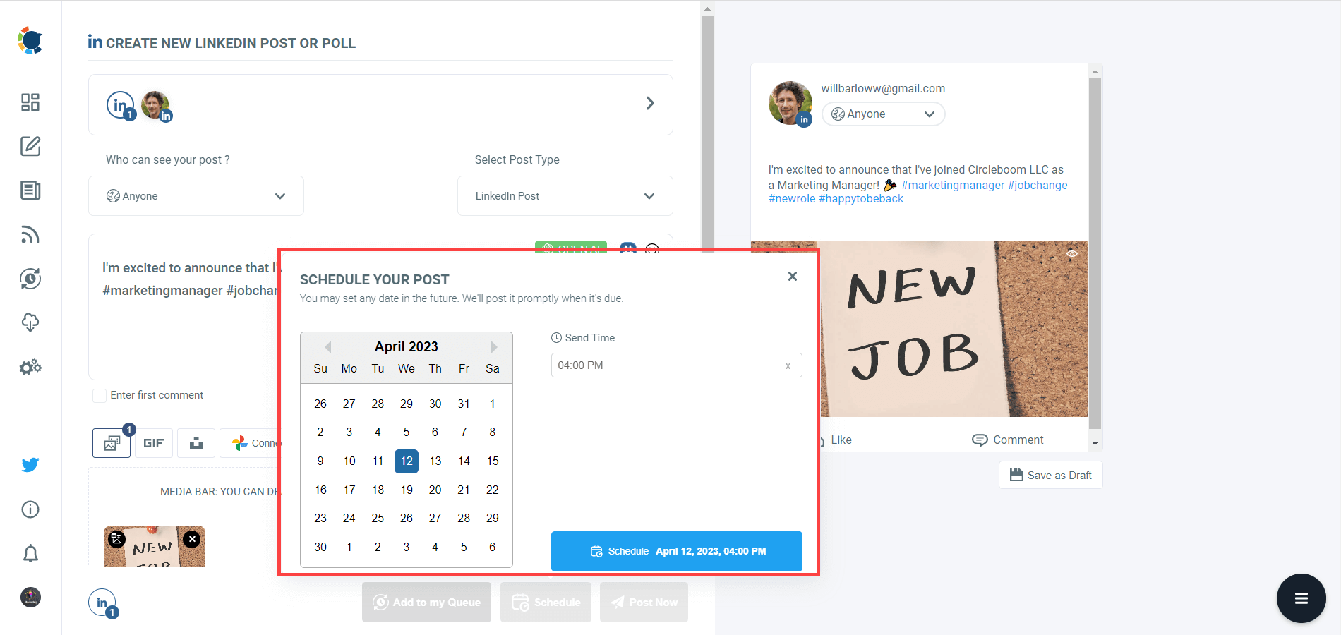 How to make a LinkedIn post about a new job!