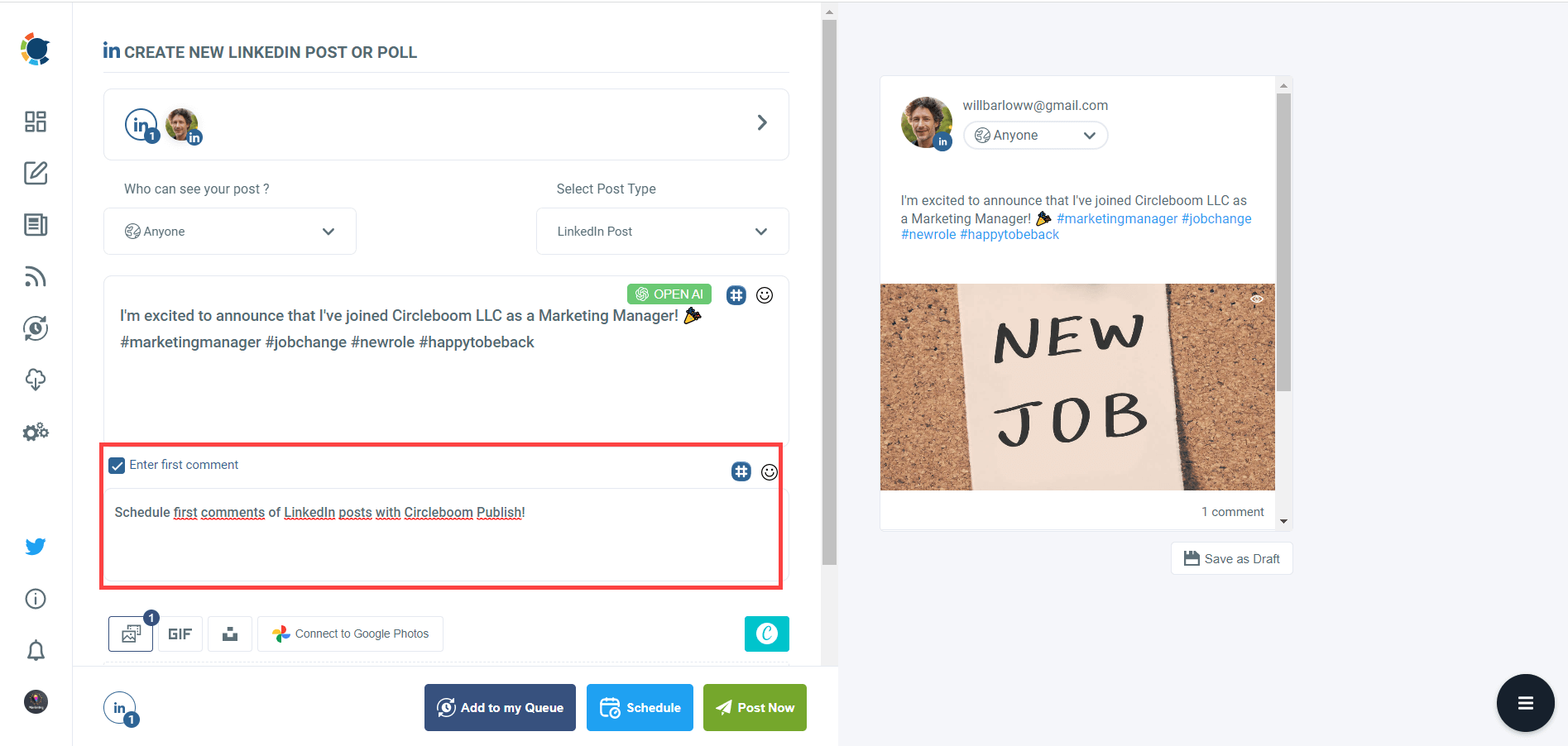 How to make a LinkedIn post about a new job!