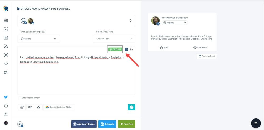 How to announce graduation on LinkedIn! Auto-generate your text!