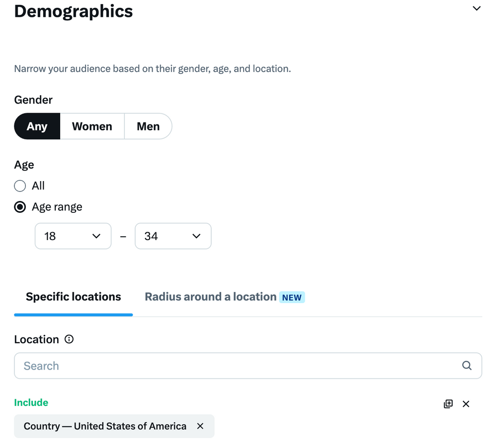 How do I target age groups on Twitter Ads?