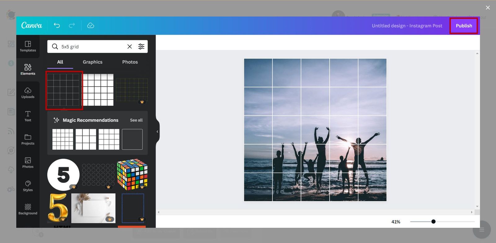 How to create a 5x5 Instagram grid post: Split your images into 25!