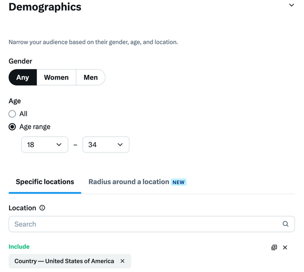 How do I target age groups on Twitter Ads?
