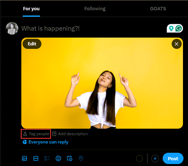 How do you tag people in Twitter (X) photos?